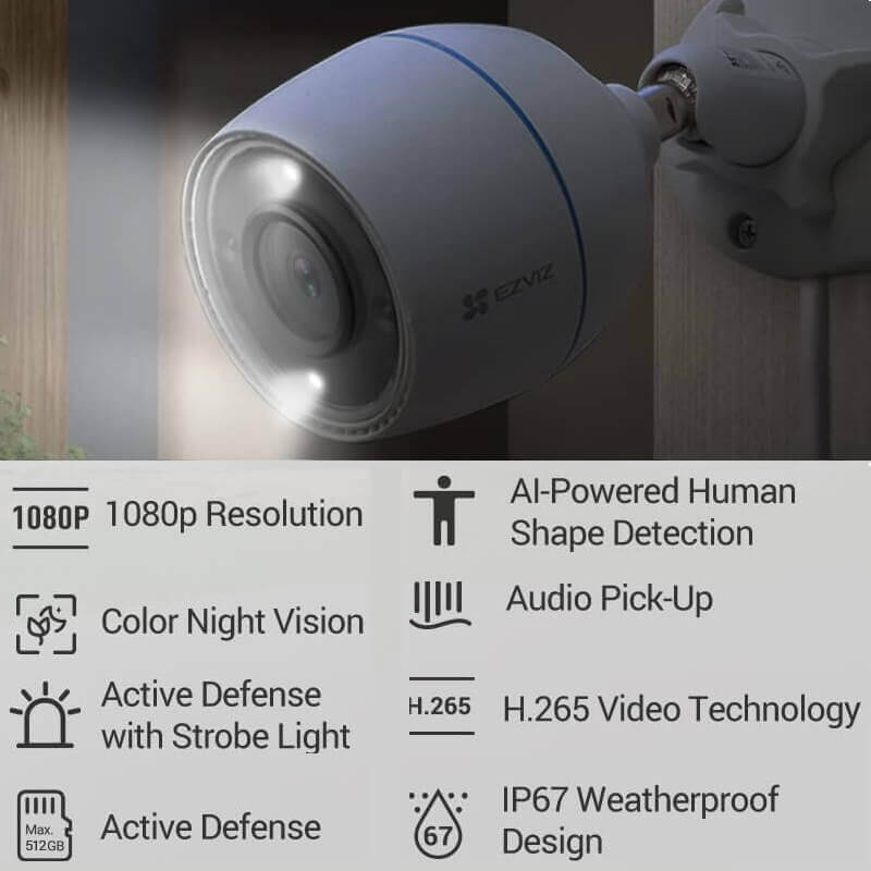Ezviz H3C Camera Outdoor Full Color Smart WiFi | Peekaboo Nanny Cameras ...