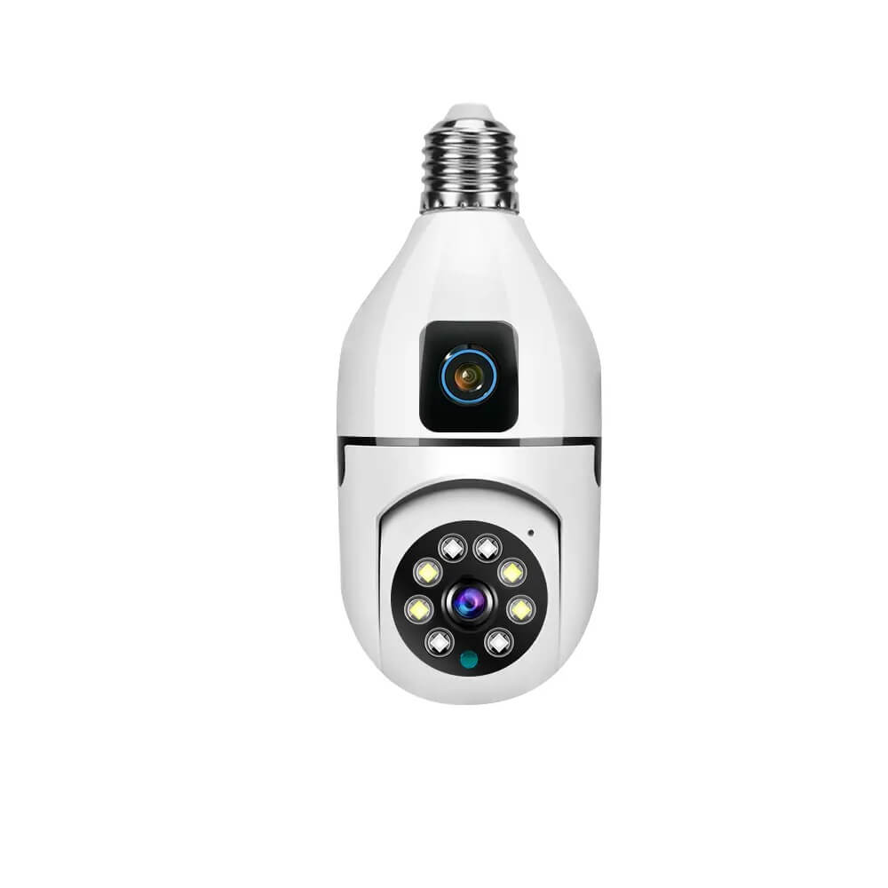 Dual Lens PTZ Bulb Camera 360° 1080P with Motion Tracking, Night Vision ...