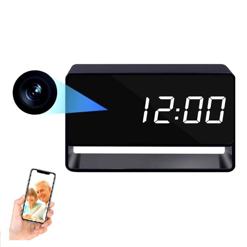 Table Clock Camera WiFi 4K Hidden Spy Alarm Digital Clock Nanny Camera